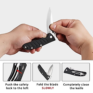 Vickay Folding Pocket Knife for Men, Sharp 8Cr13MoV Steel Blade, Lightweight G10 Handle, Ideal for Camping, Hiking, Fishing, and Everyday Carry, Black