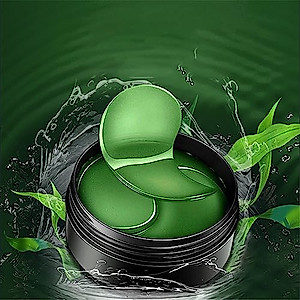 npkgvia 60 PCS Green Tea Under Eye with and Collagen for Dark Circles Puffiness Eye Gel Patch Eye Pad for Wrinkles Eye Bag 10ml Loose Skin (Pink, One Size)