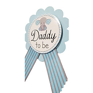 Elephant Baby Shower Pins 4 for Mommy Daddy & Grandma to Be It's a Boy for parents to wear, Blue & White, Baby Sprinkle