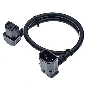 Toptekits 5ft/150cm C14 to C13 PDU Power Supply Extension Cord,90-Degree Down Angle IEC 320 C14 to 90-Degree Down Angle IEC 320 C13 Power Plug Converter Adapter Cable Cord (5ft/1.5m)