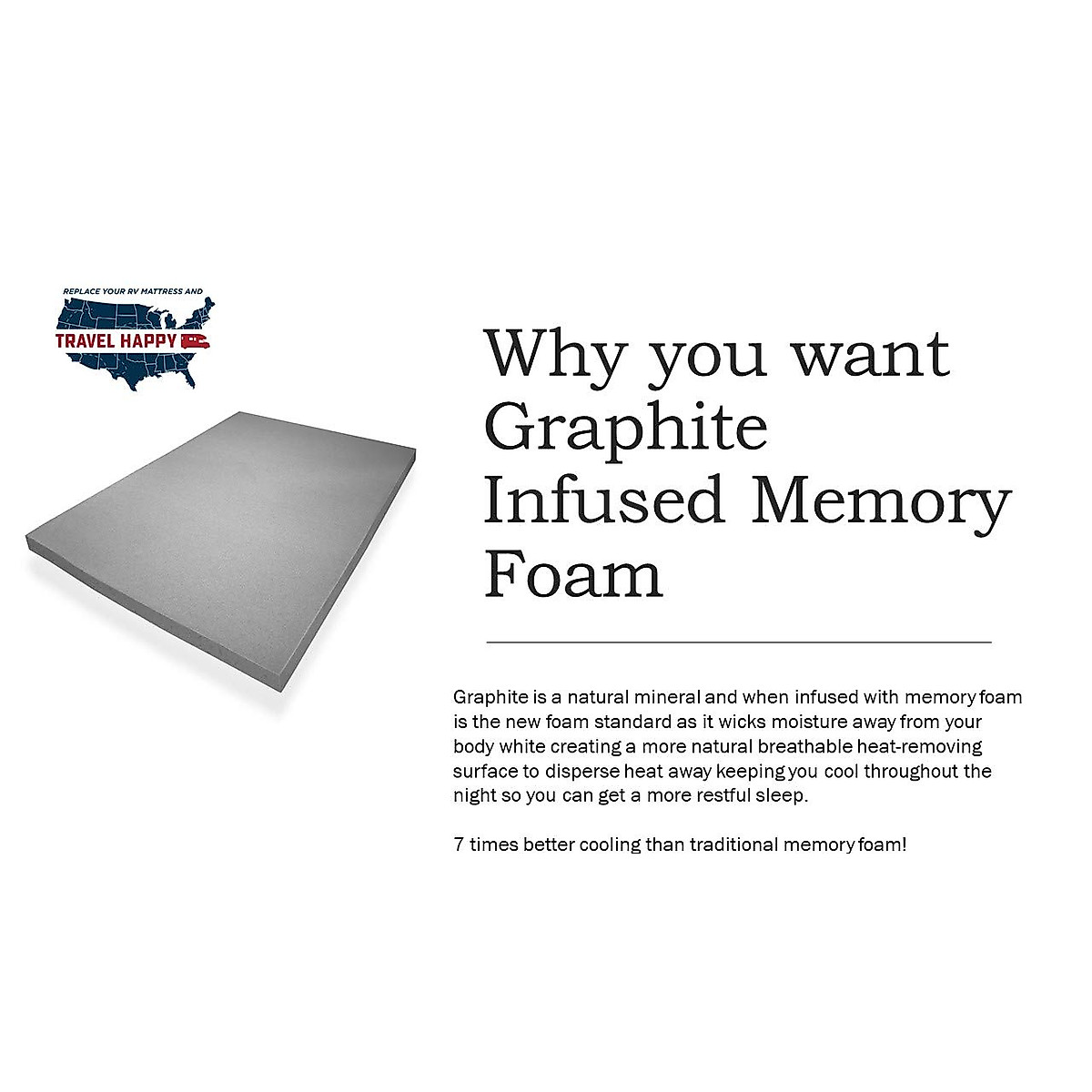 Travel Happy New Item 6 INCH (54x80) Graphite Gel Memory Foam Mattress for Medium Firm Comfort with A Premium 8-Way Stretch Cover for More Luxurious Comfort (Full XL)