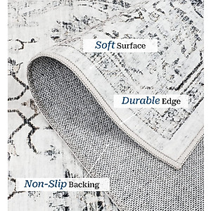 xilixili 8x10 Area Rugs for Living Room - Stain Resistant Anti-Slip Backing Washable Rug,Rugs for Bedroom,Dining Room,Vintage Printed Large Area Rug (Ivory/Gray,8'x10')