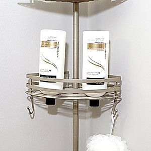 BINO Tension Pole Corner Shower Caddy - Brushed Nickel - Shower Organizer Shower Shelf Shower Rack Shower Storage Bathroom Caddy Shower Corner Shelf Shower Shelves Shower Caddy Corner Shower Shelf