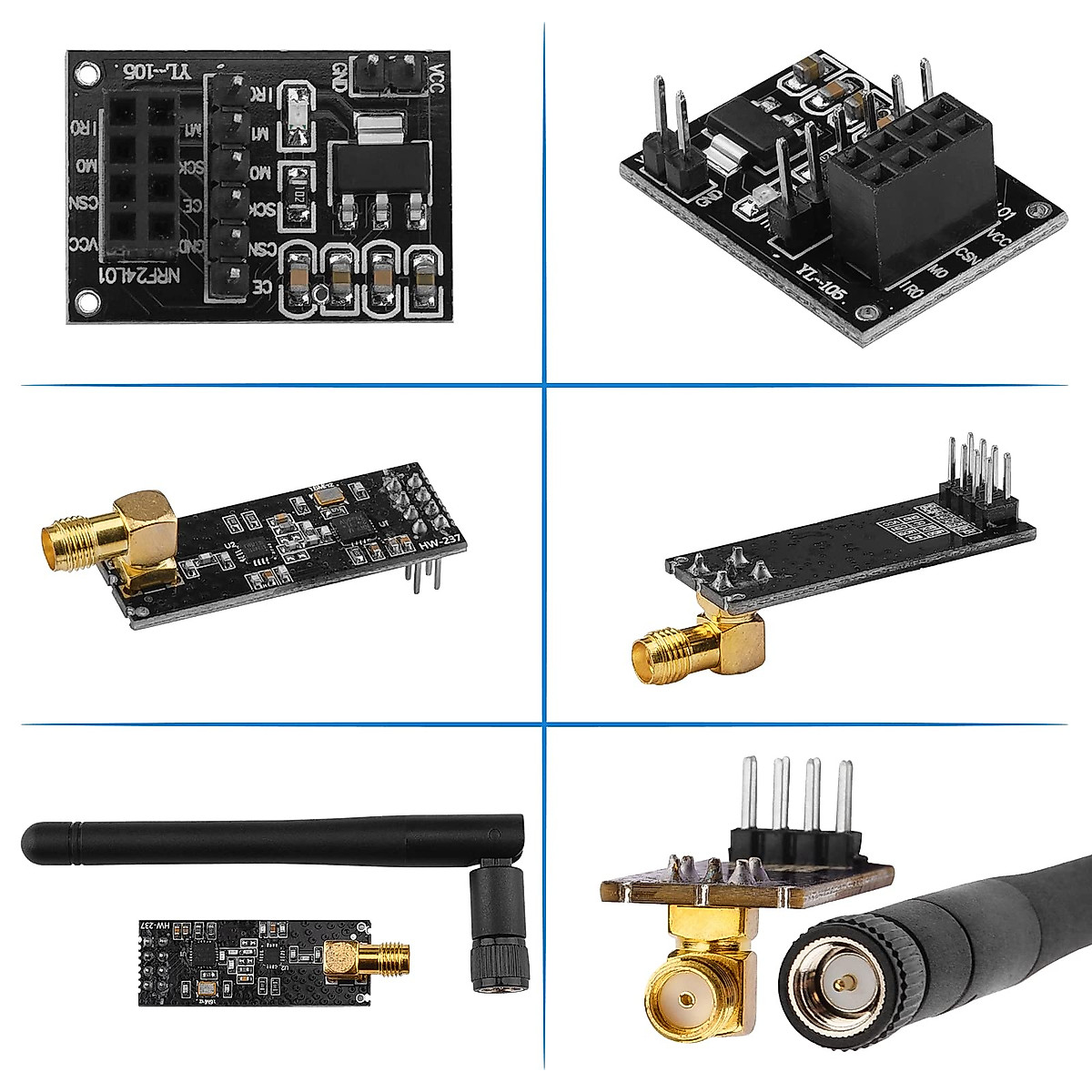Aideepen 3PCS NRF24L01+PA+LNA Module with SMA 2.4 GHz 1100m+3PCS NRF24L01 8 Pin Socket Breakout Adapters Compatible