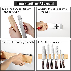 Magnetic Knife Holder for Wall, PICKWILL 16 Inch Magnetic Knife Strip, Powerful Wood Magnet Knife Rack for Kitchen Knives & Tools