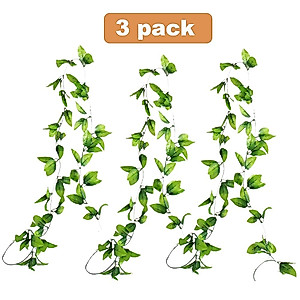 Umefly 3pcs 24 Feet Artificial Hanging Plants Fake Leaves Foliage Flowers Fake Ivy Plant Vine Greenery Garlands for Home Garden Wedding Garland Indoor Outside Decoration