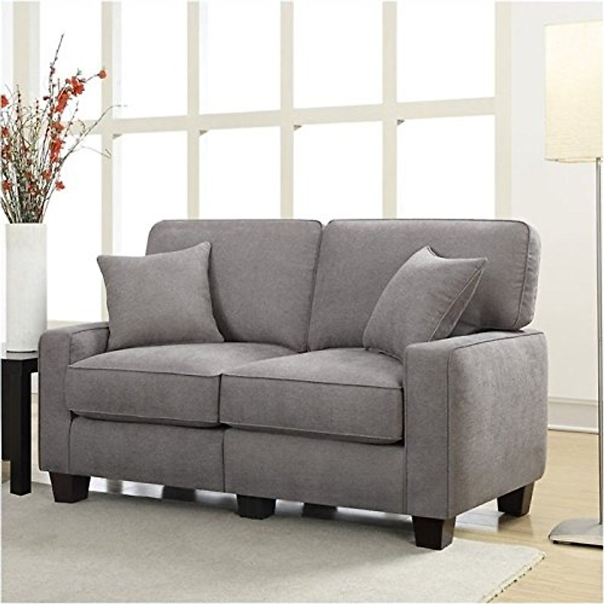 BOWERY HILL Modern Loveseat Sofa for Small Apartments, 2 Seater Couch for Living Room, Tool-Free Assembly, Light Grey
