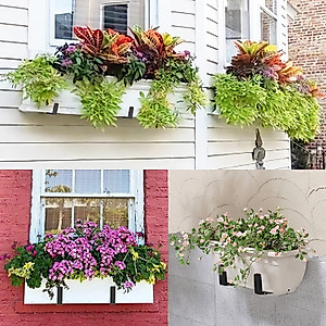 Adjustable Window Planter Box Brackets (6 to 12.5 in),Heavy Duty Wall Mount Holder for Windowsills,4 Packs Outdoor Hanging Brackets,Black