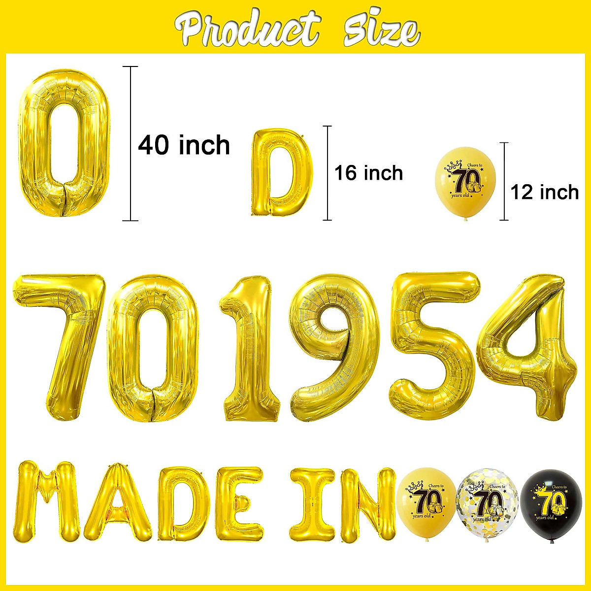 50th Black Gold Birthday Decorations for Men Women Gold Made in 1974 Foil Balloons Banner and 16 Pcs Happy 50th Birthday Latex Balloons 50th Years Old Party Supplies