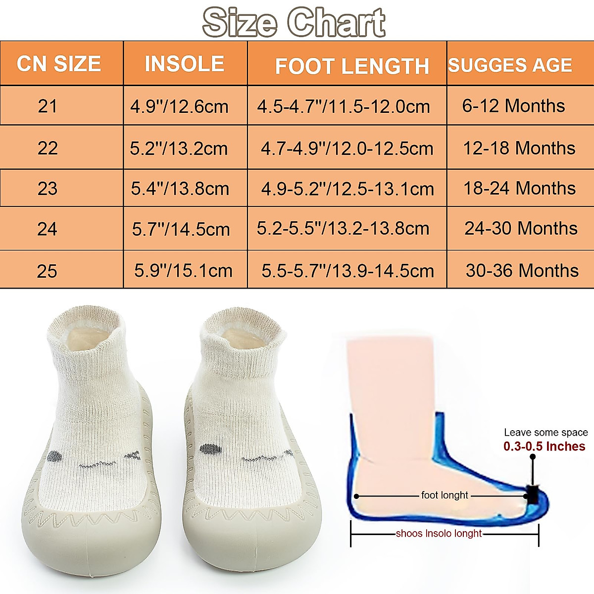 Dexspoeny Baby Sock Shoes 12-18 Months, 2 Pairs Shoes-Baby Girl Shoes Infant Shoes Non Slip Slippers With Grippy Socks for Toddlers Infants Boys Girls Footwear