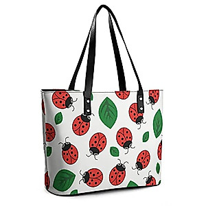 Womens Handbag Ladybug Leather Tote Bag Top Handle Satchel Bags For Lady