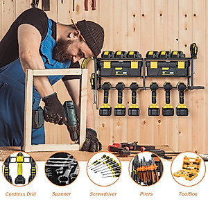 Tuenort Power Tool Organizer with 6 Drill Holders,Garage Tool Organizers and Storage Rack, Power Tool Holder Wall Mounted,Heavy Duty Metal Tool Shelf,Separate Tool Rack Christmas Gift for Men Dad