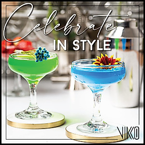 Vikko Cocktail Glasses Coupe Glass, Small Champagne Coupe Glasses, Manhattan Glasses For Cocktails, Classic Martini Glasses, Vintage Coupe Cocktail Glass, Sparkling Wine Saucers Set of 12-5.2 Oz