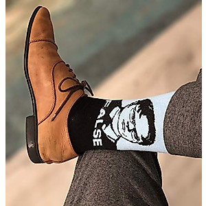 Balanced Co. Dwight Schrute Dress Socks Rainn Wilson Funny Socks Crazy Socks Casual Cotton Crew Socks (False Black/Light Blue)