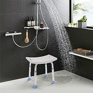 Delog Shower Chair for Inside Shower, Tool-Free Assembly Height Adjustable Shower Bench for Seniors, Elderly, Disabled, Handicap and Injured, Shower Stool 300lbs (300LB)