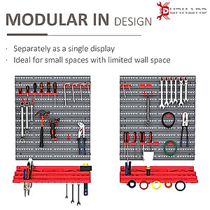 Wekuku Durhand 54pcs Pegboard And Shelf Tool Organizer Wall Mounted Diy Garage Storage With 50 Hooks
