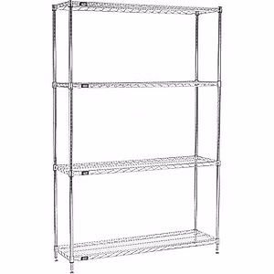 Nexel 14" x 48" x 74", 4 Tier Adjustable Wire Shelving Unit, NSF Listed Commercial Storage Rack, Chrome Finish, leveling feet