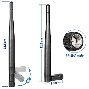 Bingfu Dual Band WiFi Antenna 2.4GHz 5GHz 5.8GHz 3dBi RP-SMA Male Antenna Replacement (2-Pack) for WiFi Router Wireless Network Card USB Adapter Security IP Camera Video Surveillance Monitor