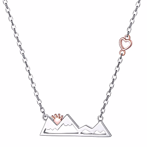 925 Sterling Silver Sunshine from Snowcap Mountain Range Necklace for Women, Mountains Jewelry and Outdoor Lovers 16 inch