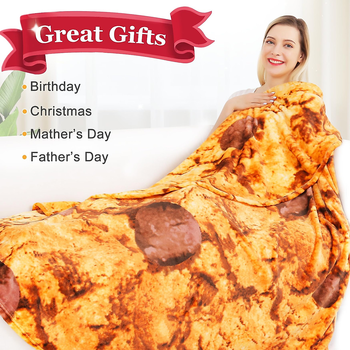 Jorbest Cookies Blanket for Adults and Kids, Double Sided Funny Food Throw Blanket for Everyone, Novelty Gifts for Teens, 285 GSM Soft Flannel Taco Blanket, 71 inches