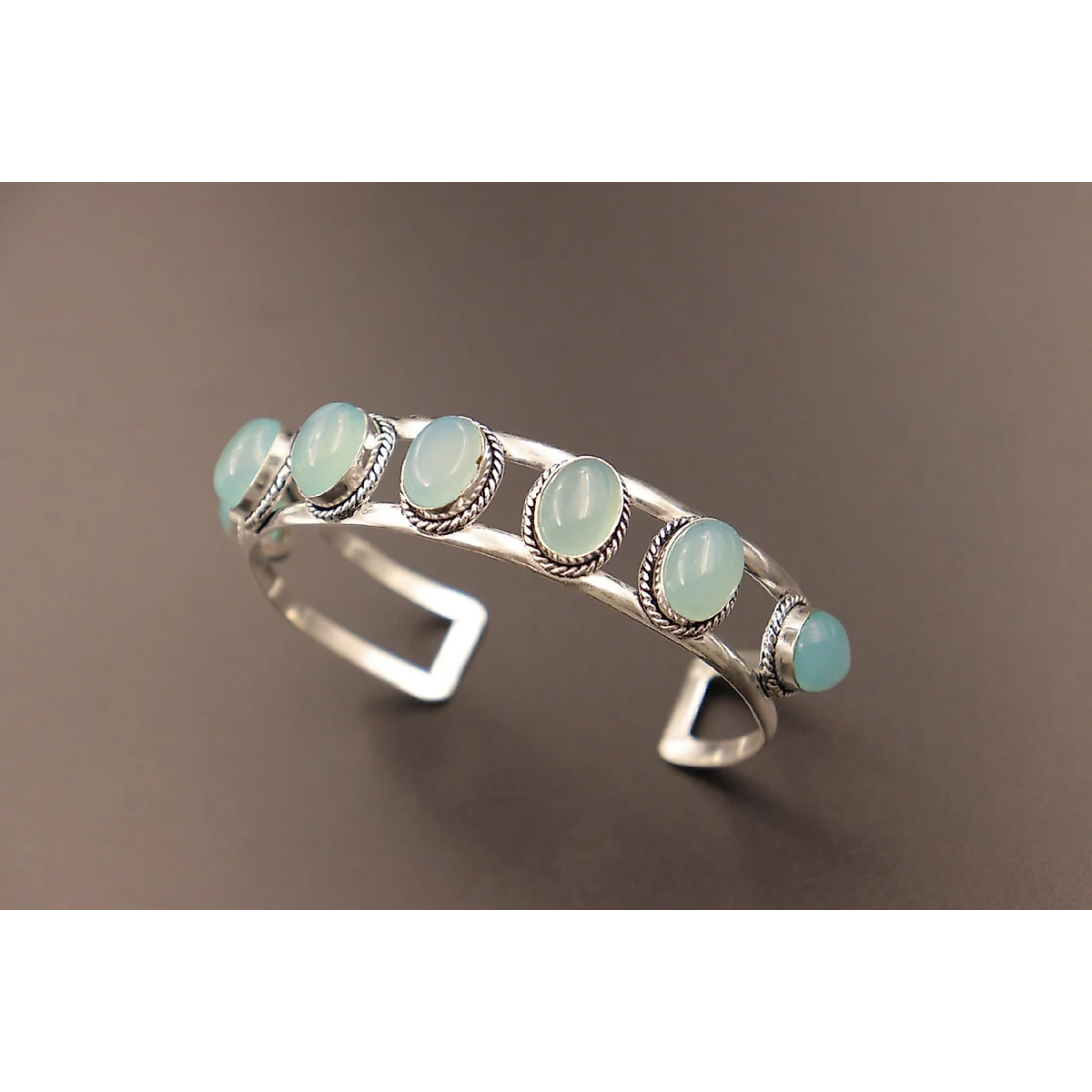 Aqua Chalcedony bangle, cuff bangle, 925 sterling silver bangle, Wedding Jewelry, Many Stone Jewelry, Attractive Bangle, Gift For Her/Him, Charm Bangle, Tennis Bracelet, boho style, Unique Jewelry