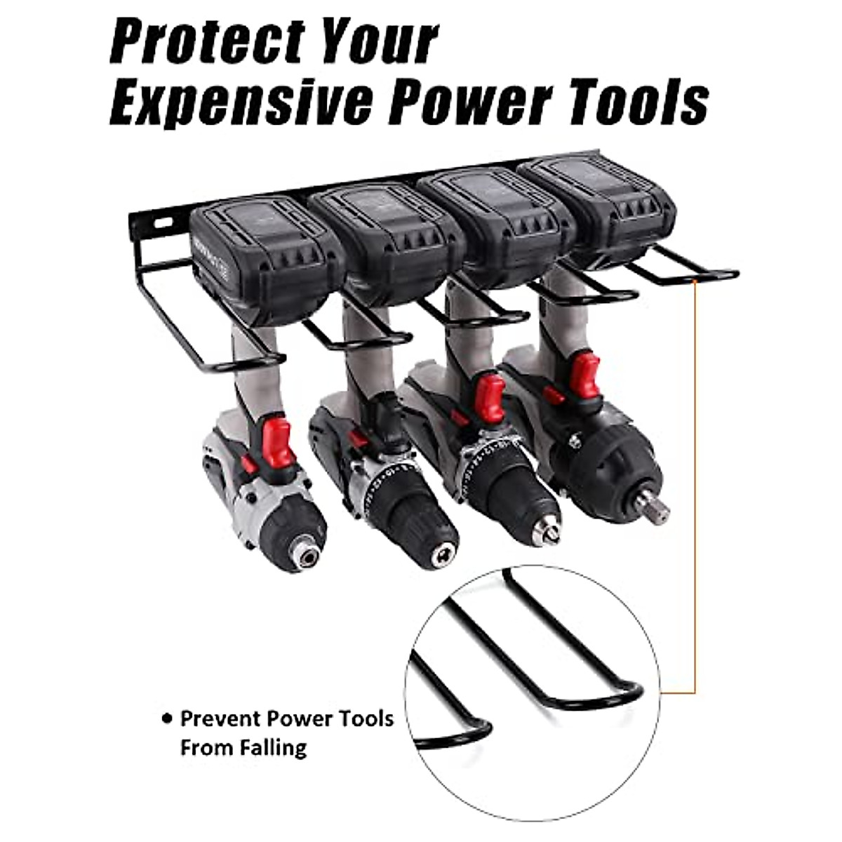 WellMall Power Tool Organizer Holder - Wall Mount Style for Power Tool Drill as Heavy Duty Tool Shelf & Tool Rack with Compact Design, Great as Tool Utility Shelves & Great as Gifts for Him Men