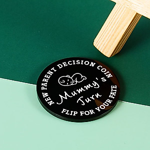 Fun New Parents Decision Coin, New Mom Gifts for Women New Dad Gift for Mother to Be New Baby Baby Shower Pregnancy Gift First Time Birthday Mothers Fathers Day Christmas Thanksgiving, Double Sided