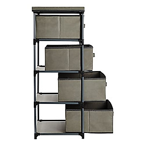 4-Tier Drawer Dresser for Bedroom, Clothes Organizer, Fabric Storage Tower for Clothing, Linens, Closet, Easy Assembly, Durable Materials (Light Gray, Tall, 16.5x13.2x33.4 in)