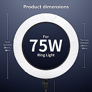 Neewer 18 inches Collapsible Photography Video Light Softbox Diffuser for 75W(600W Equivalent) Ring Fluorescent Light Flash Light