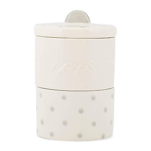 DEMDACO XOXO Tooth and Curl Soft Grey 4 x 3 Ceramic Stoneware Baby Keepsake Box