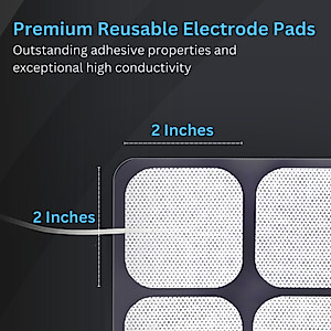 Santamedical TENS Unit Replacement Pads 2x2 40 Pcs Premium Reusable Electrode Pads - Self Adhesive Electro Therapy Patches for Electrical Stimulation - Non Irritating Stim Pads Design