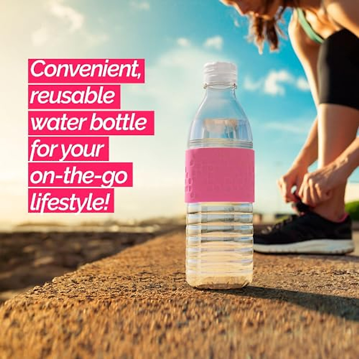 Copco Hydra 16.9 oz Water Bottle with Leak-Proof Lid - Tritan Reusable with Textured Grip Sleeve - BPA-Free, Shatter-Resistant, Dishwasher Safe for Travel, Gym, Work, Outdoors (Pink)