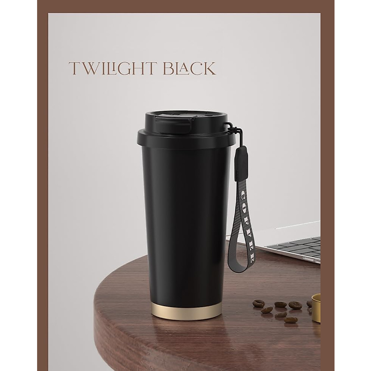 Stay Cool and Stylish with our Stainless Steel Iced Coffee Cup - 17.9oz, Black -Ceramic Inner Lining Includes Lid and Straw!