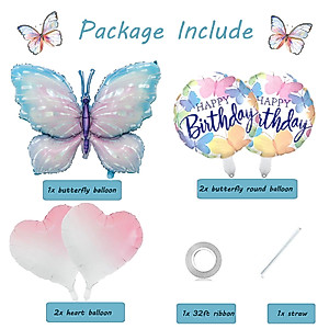 Giant Butterfly Balloon 5 Pcs 40Inch Purple Butterfly Balloons for Butterfly Birthday Decorations Butterfly Party Decorations (Purple)