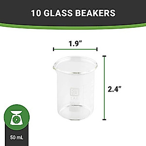 Restaurantware RW Lab 50 ML Glass Beakers 10 Dishwasher Safe Cocktail Mixing Glasses - Chemistry-Inspired Scratch Resistant Clear Glass Cocktail Beakers For Cocktails Appetizers Desserts