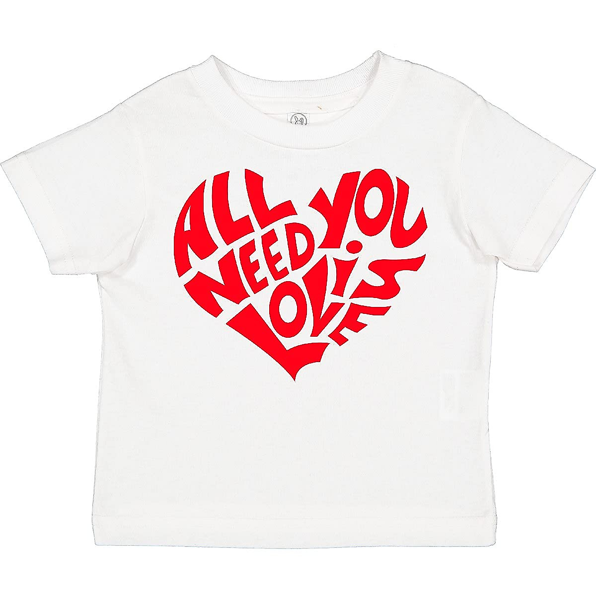 inktastic All You Need is Love Red Heart Shape Toddler T-Shirt 2T 0020 White 28a02