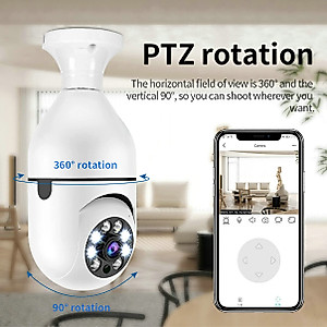 1080P Light Bulb Security Camera, 360° Panoramic 2.4Ghz & 5Ghz Wireless WiFi Camera,with Infrared Night Vision & Motion Detection & 2-Way Audio Home Camera for Baby/Elder/Pet