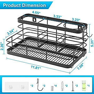 VITVITI Metal Hair Tool Organizer Wall Mounted, Hair Dryer Holder Basket Storage, Bathroom Sink Organizer Countertop for Vanity Makeup Brush/Hair Straightener/Styling Tools, Matte Black, Stand