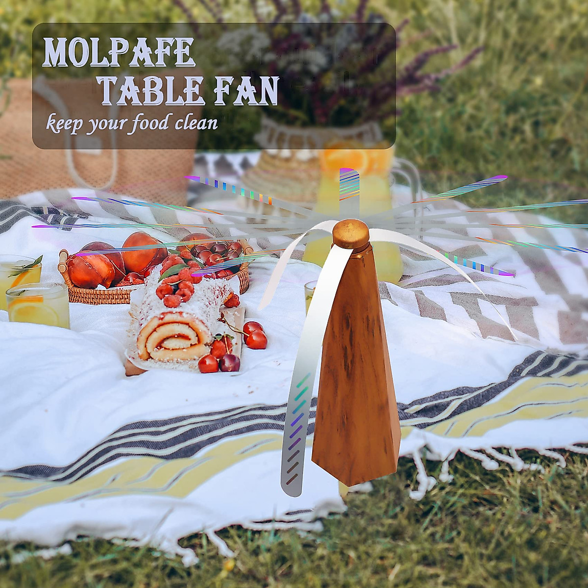 Molpafe Table Fans, Portable and Soundless, USB or Batteries Powered, With Soft Fan's Blades, Keeps Your Food Clean, Suitable for Home, Patio, Restaurant, BBQ and Picnic (2 Pack)-004