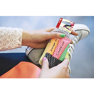 Highlighter - STABILO NEON - Pack of 4 - Yellow, Green, Pink, Orange