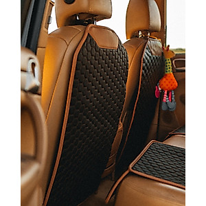 Owleys Premium Leather Car Seat Protector for Back Seat - Back Seat Cover for Kids - Car Kick Mat - Back of Seat Protector for Kids Feet Car Seat Back Protector - 1 Pc Hexy