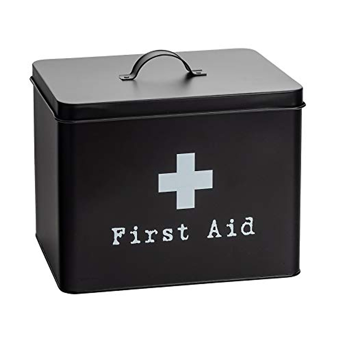 Harbour Housewares 1x Black Industrial First Aid Box - Retro Chic Vintage Style 2-Tier Steel Medicine Storage Organiser