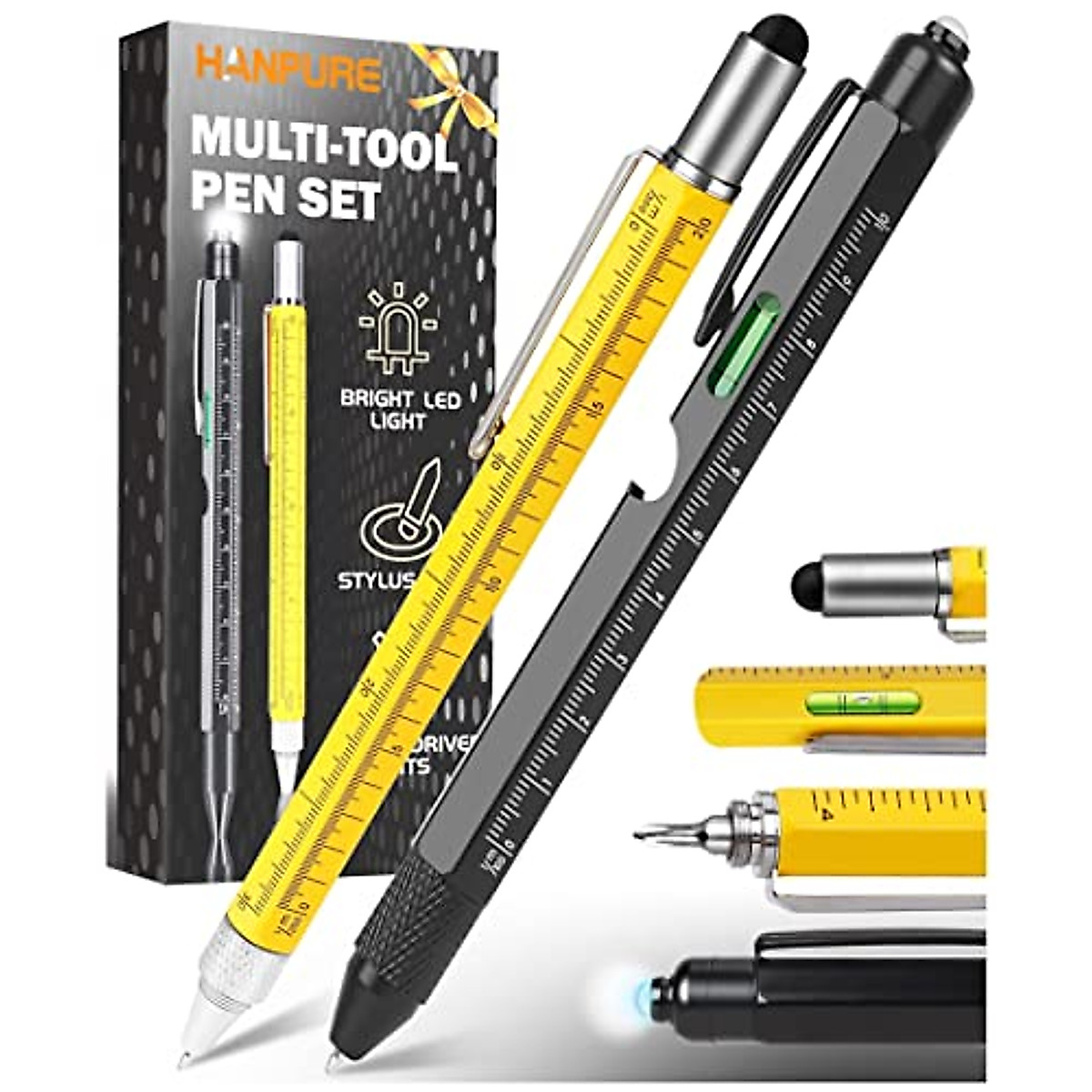 HANPURE Tool Gifts for Men-Stocking Stuffers Tool Gifts Men - Women Gadgets Magnetic Pickup Tool LED Light and 2PC Cool Gadgets Set for Dad Birthday Women Christmas Stocking Stuffers Fathers Day.