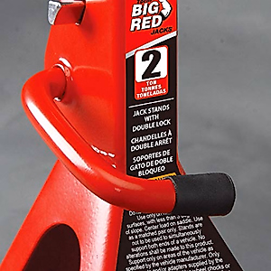 BIG RED T42002A Torin Steel Jack Stands: Double Locking, 2 Ton (4,000 lb) Capacity, Red, 1 Pair