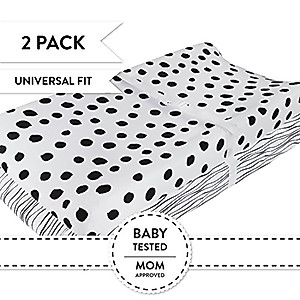 Changing Pad Cover Set | Cradle Sheet 2 Pack 100% Jersey Cotton Black and White Abstract Stripes and Dots by Ely's & Co