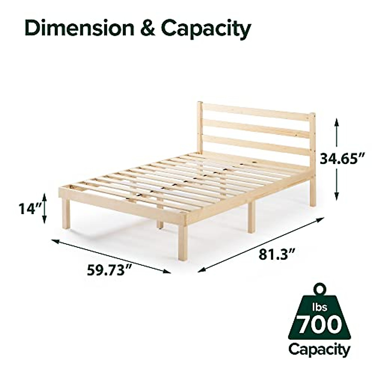 ZINUS Robin Wood Platform Bed Frame with Headboard, Wood Slat Support, No Box Spring Needed, Easy Assembly, Queen, Brown