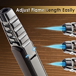 Zoocura Big Jet Butane Torch Lighters,6.7 Inch Refillable Windproof Jet Flame Adjustable Butane Lighter for Grill Kitchen BBQ Camping(Gas Not Included)