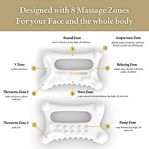 THERATEMS Natural Ceramic gua sha Massage Tool, face and Body guasha, Lymphatic Drainage Trigger, guasha Board, face Lift, Muscle Relief Massage Board