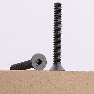 3/8-16 x 2" (10 PCS) Flat Head Socket Cap Screws, Black Oxide Finish, Hexagon Socket Countersunk Head Cap Screws, 10.9 Grade Alloy Steel, Full Thread, Coarse Thread, ASME/ANSI B18.3-8