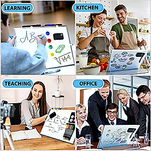 Dry Erase White Board for Desk & Wall,12"X16" Large Magnetic Desktop Whiteboard with Stand, 8 Markers, 4 Magnets,1 Eraser, Double-Sided Portable Whiteboard Easel for Office, Students Memo to Do List